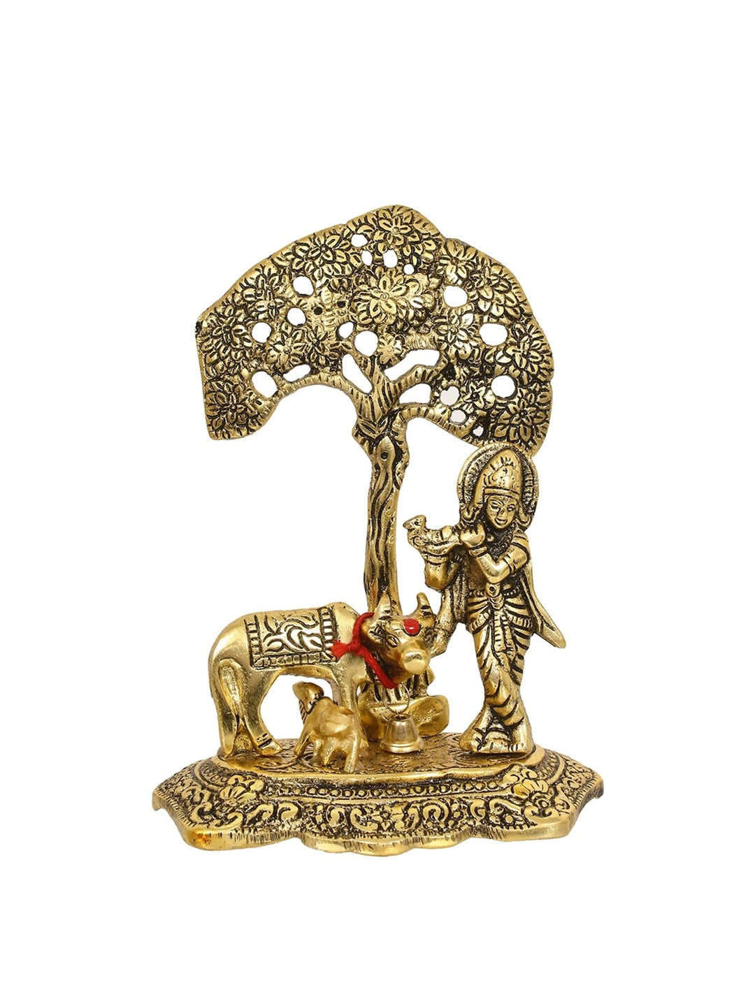 Buy | Krishna Idol with Cow Brass Statue | Tied Ribbons