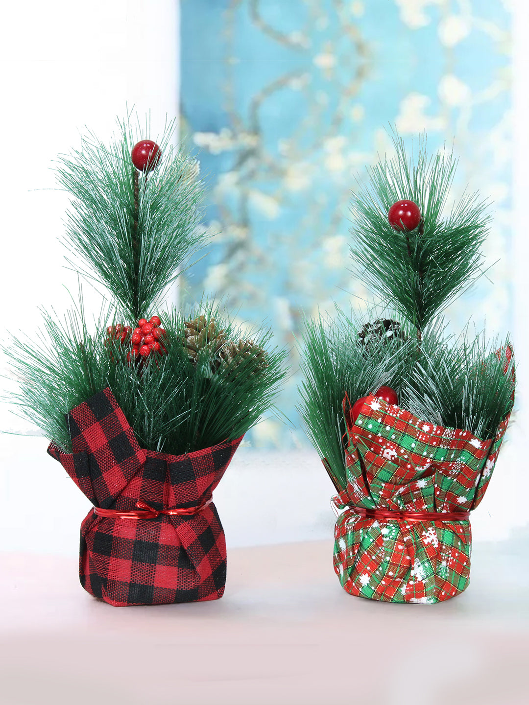 Buy | Set of 2 Artificial Christmas Table Top Tree for Home Decoration ...