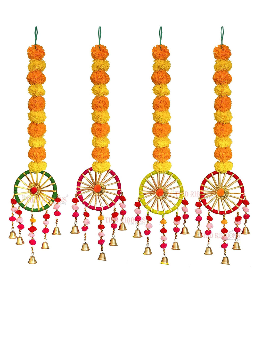 Buy | Set of 4 Artificial Marigold Flower Garland Decorations | Tied ...