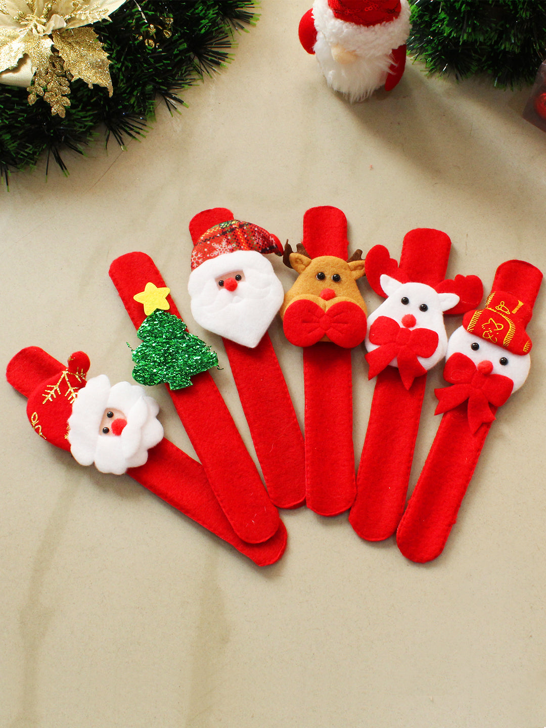 Buy | 6 Pieces Christmas Slap Wristbands Bracelets | Tied Ribbons