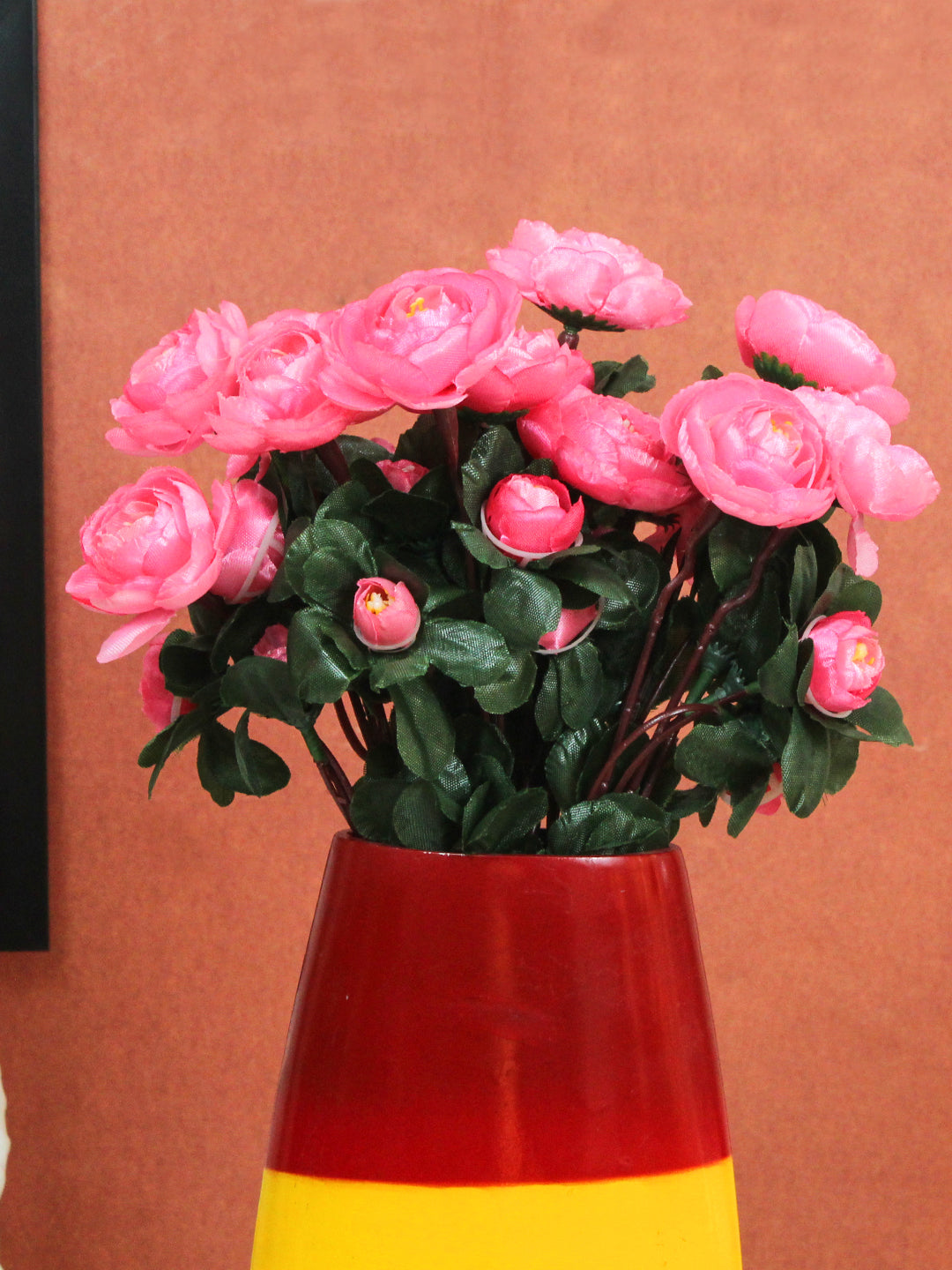 Buy | Set of 2 Pink Artificial Rose Peony Flowers Bunch Sticks (Pot not ...