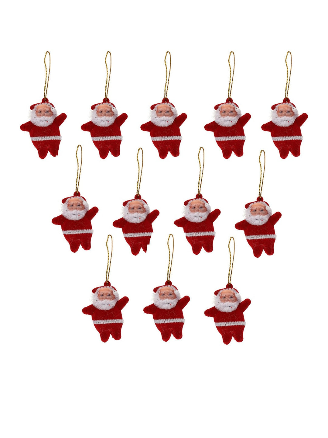 Buy | Red Set of 12 Mini Santa Christmas Tree Decoration | Tied Ribbons