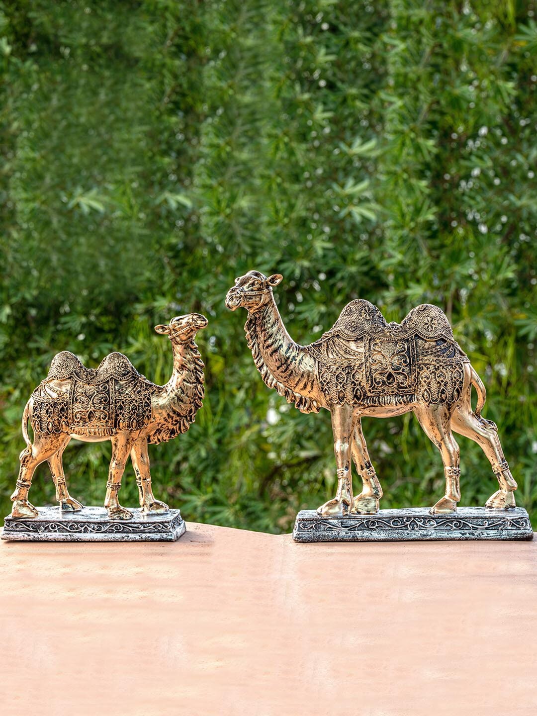 Buy | Set of 2 Gold-Toned Camel Animal Figurines Statue Showpiece ...