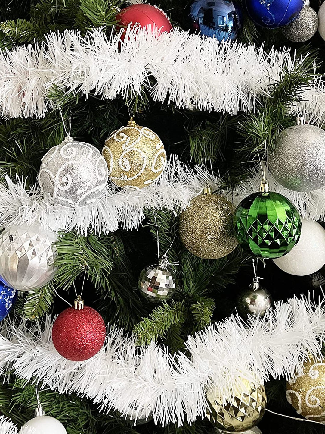 Buy | White Set of 5 Christmas Tree Decoration Garlands Ornaments Gift ...