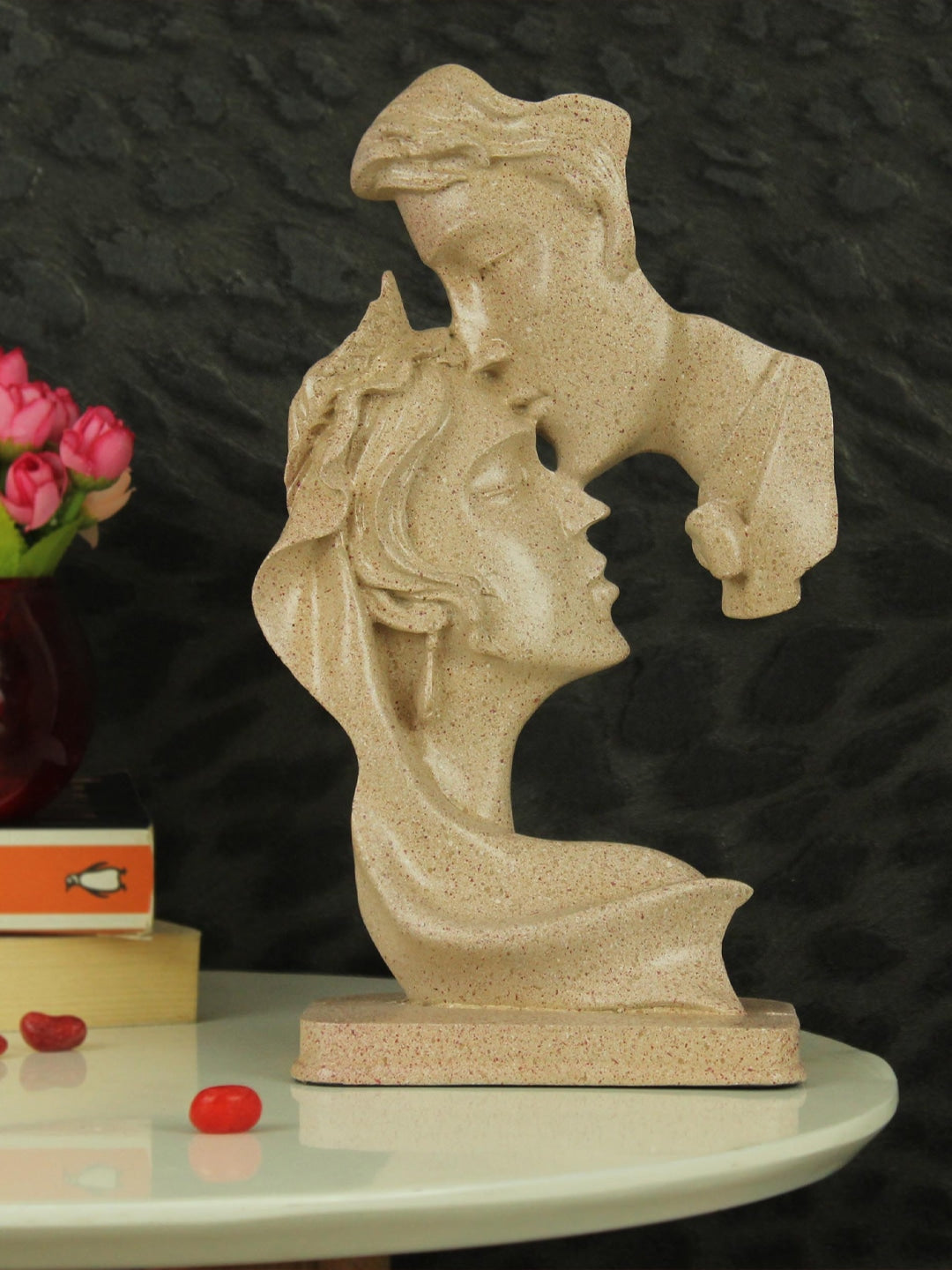 Buy | Beige Romantic Couple Face Figurine Showpiece | Tied Ribbons