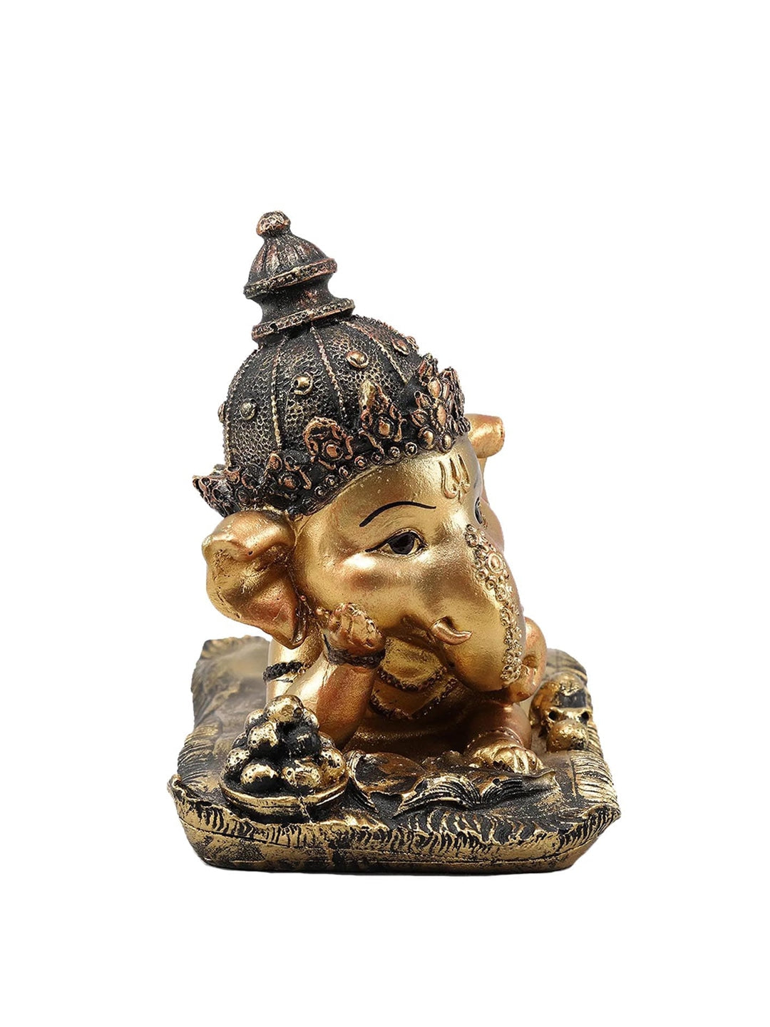 Buy | Black & Gold-Toned Handcrafted Lord Ganesha Idol Murti Statue ...