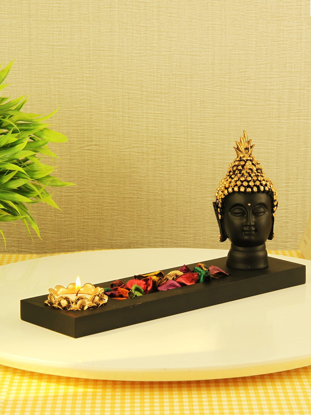 Buy | Black and Gold-Toned Buddha Tray Show Pieces | Tied Ribbons