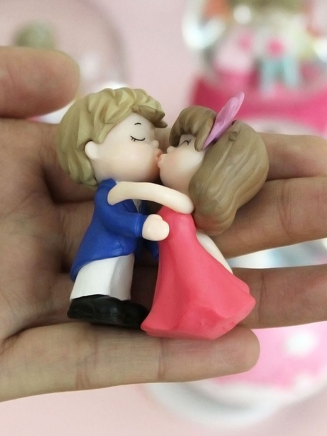 Buy | Brown and Blue Romantic Love Miniature Kissing Couple Valentine ...