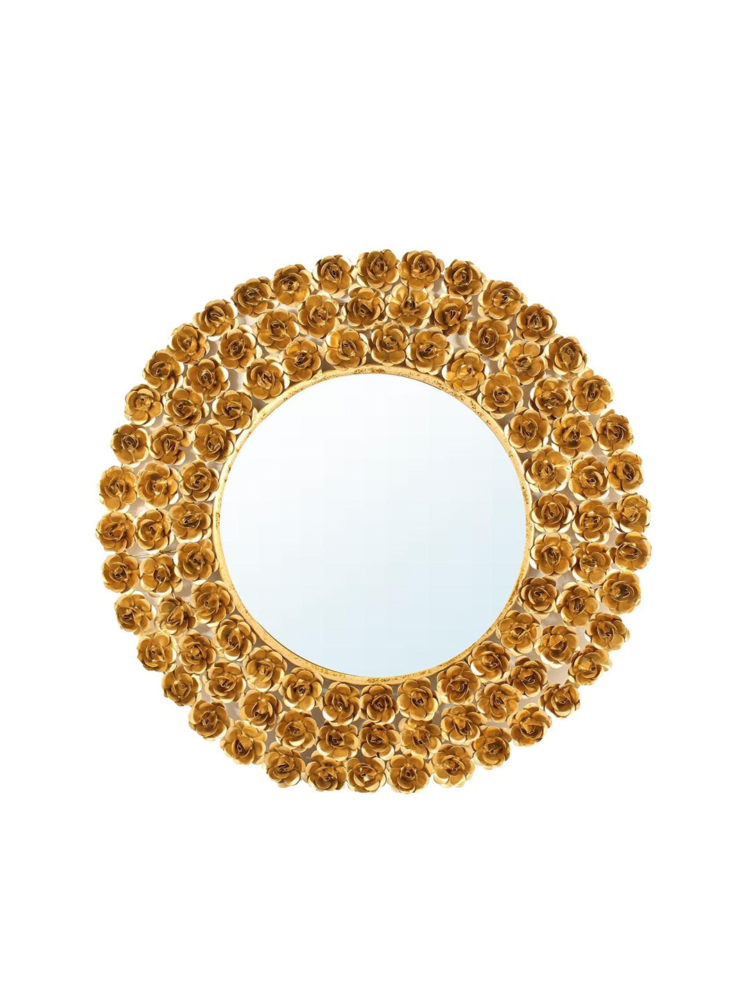 Buy | Gold-Toned Textured Rose Flower Mirror | Tied Ribbons