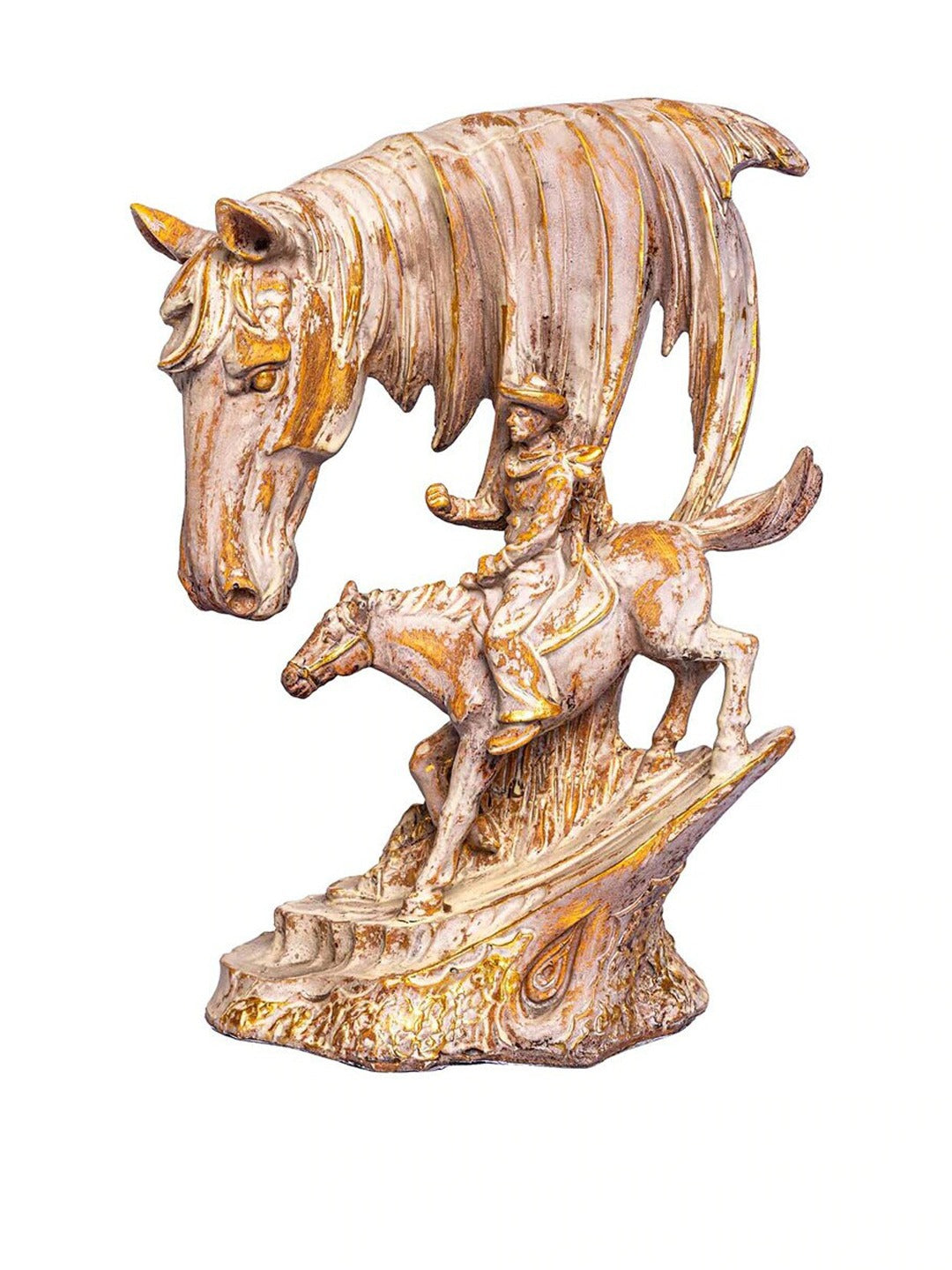 Buy | Gold-Toned & Beige Horse Statue Figurine | Tied Ribbons