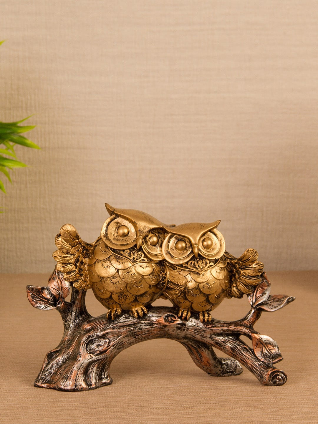 Buy | Gold-Toned & Brown Decorative Owl | Tied Ribbons
