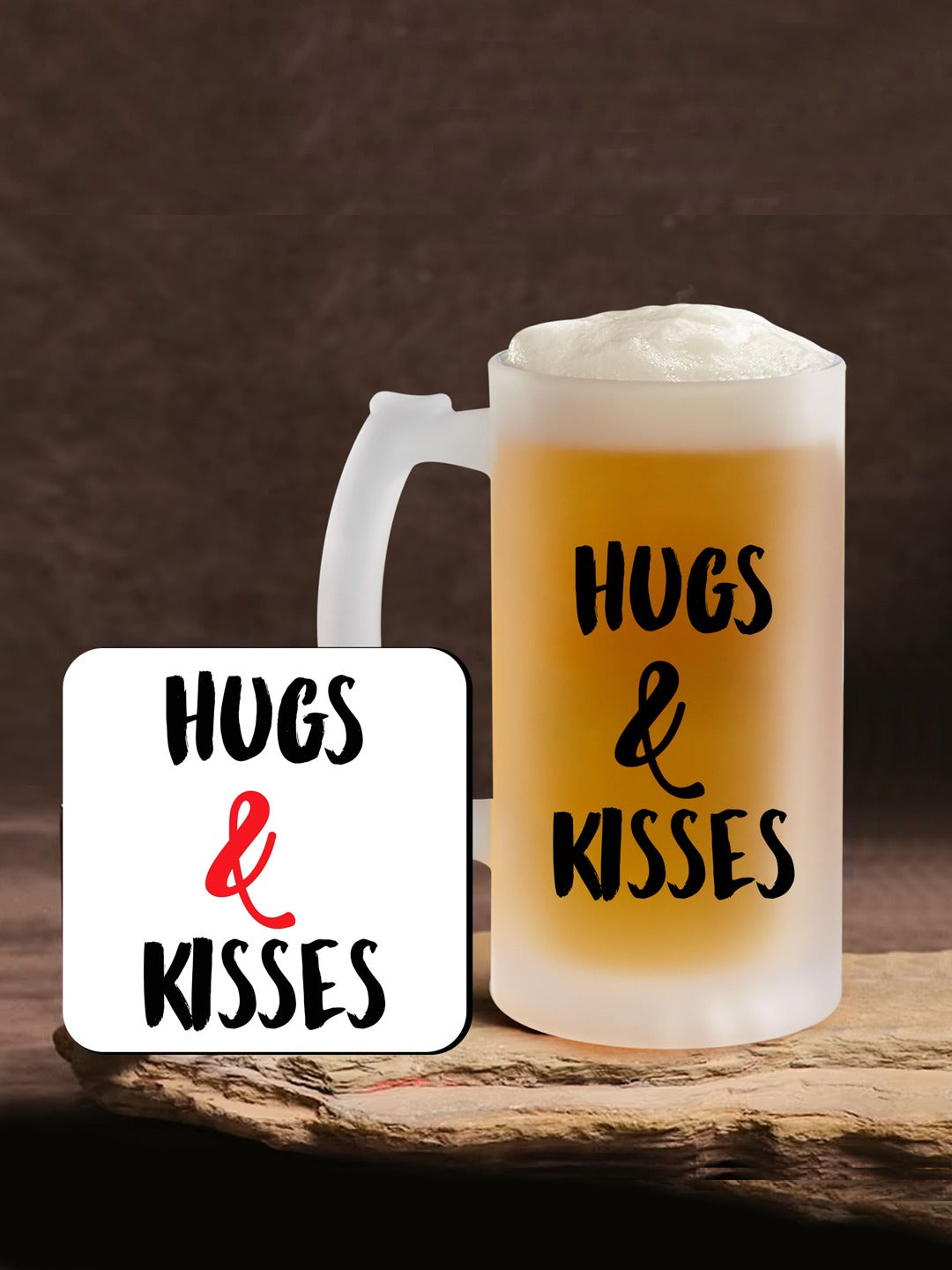 Buy | Transparent With Hugs & Kisses Printed Beer Mug | Tied Ribbons