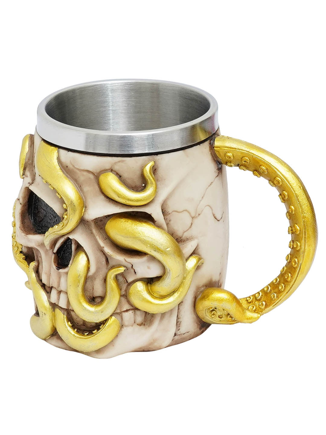 Buy | Gold-Toned Octopus Human Design 3D Viking Warrior Skull Mug ...