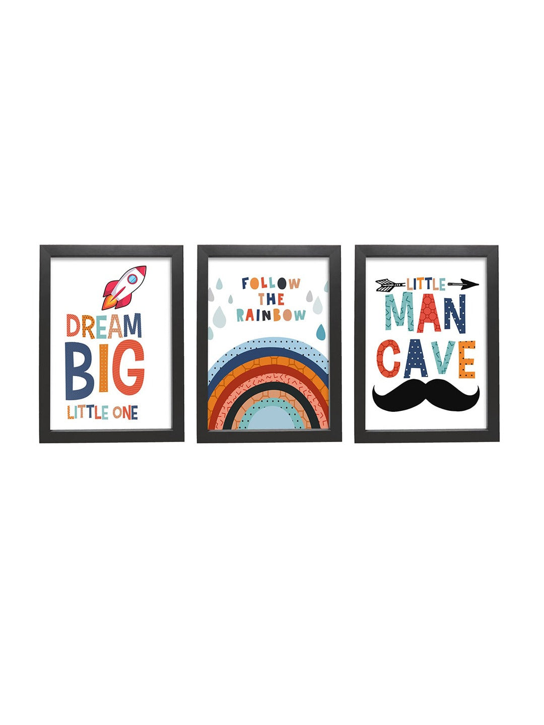 Buy | Set of 3 Multi-Coloured Motivational Thoughts Wall Art | Tied Ribbons