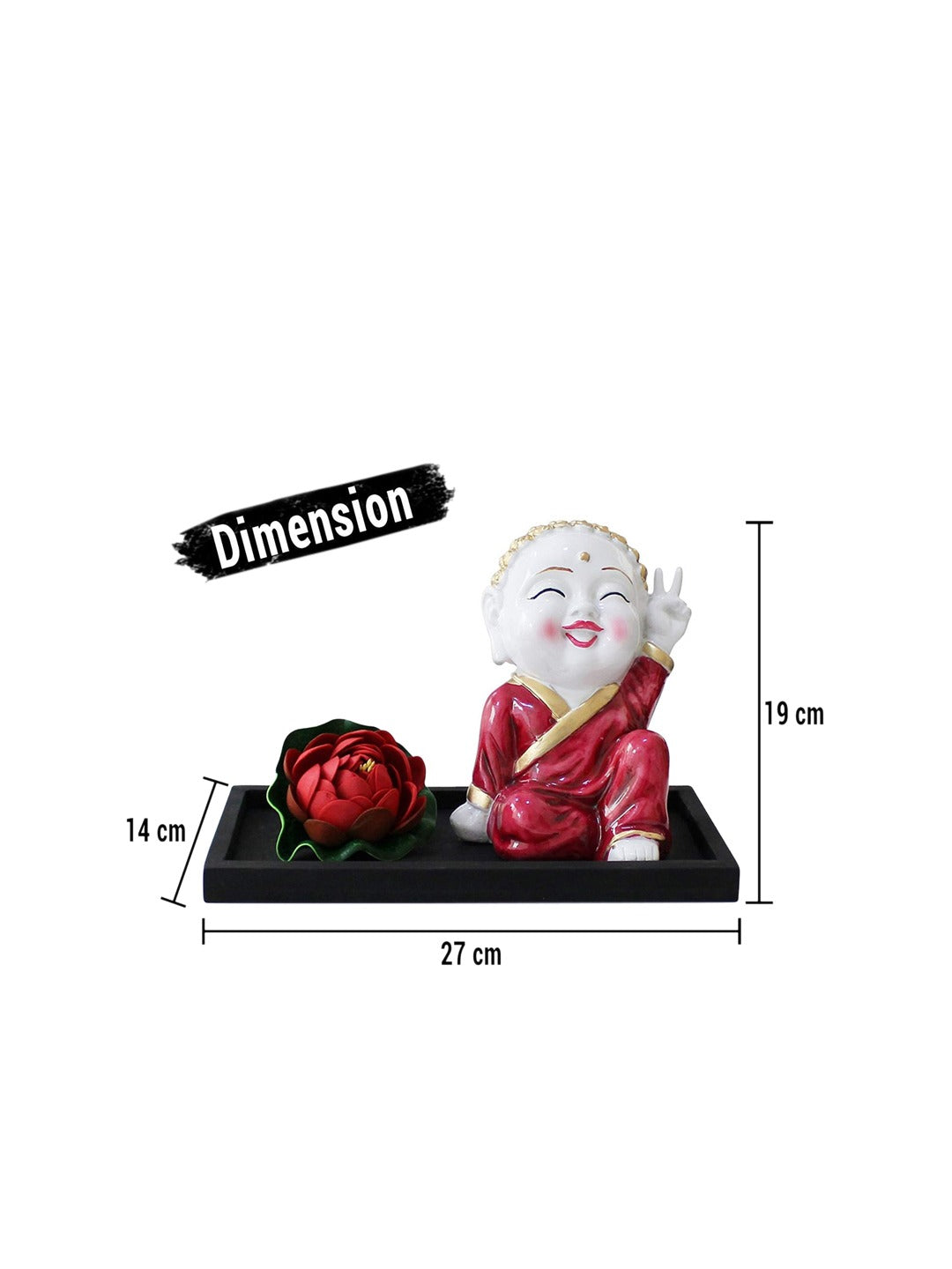 Buy | Red Decorative Buddha Idol Monk Tray and Faux Lotus Flower ...