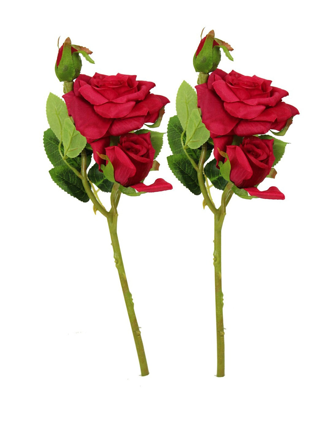 Buy | Red and Green Set Of 2 Artificial Rose Flowers Sticks Without ...
