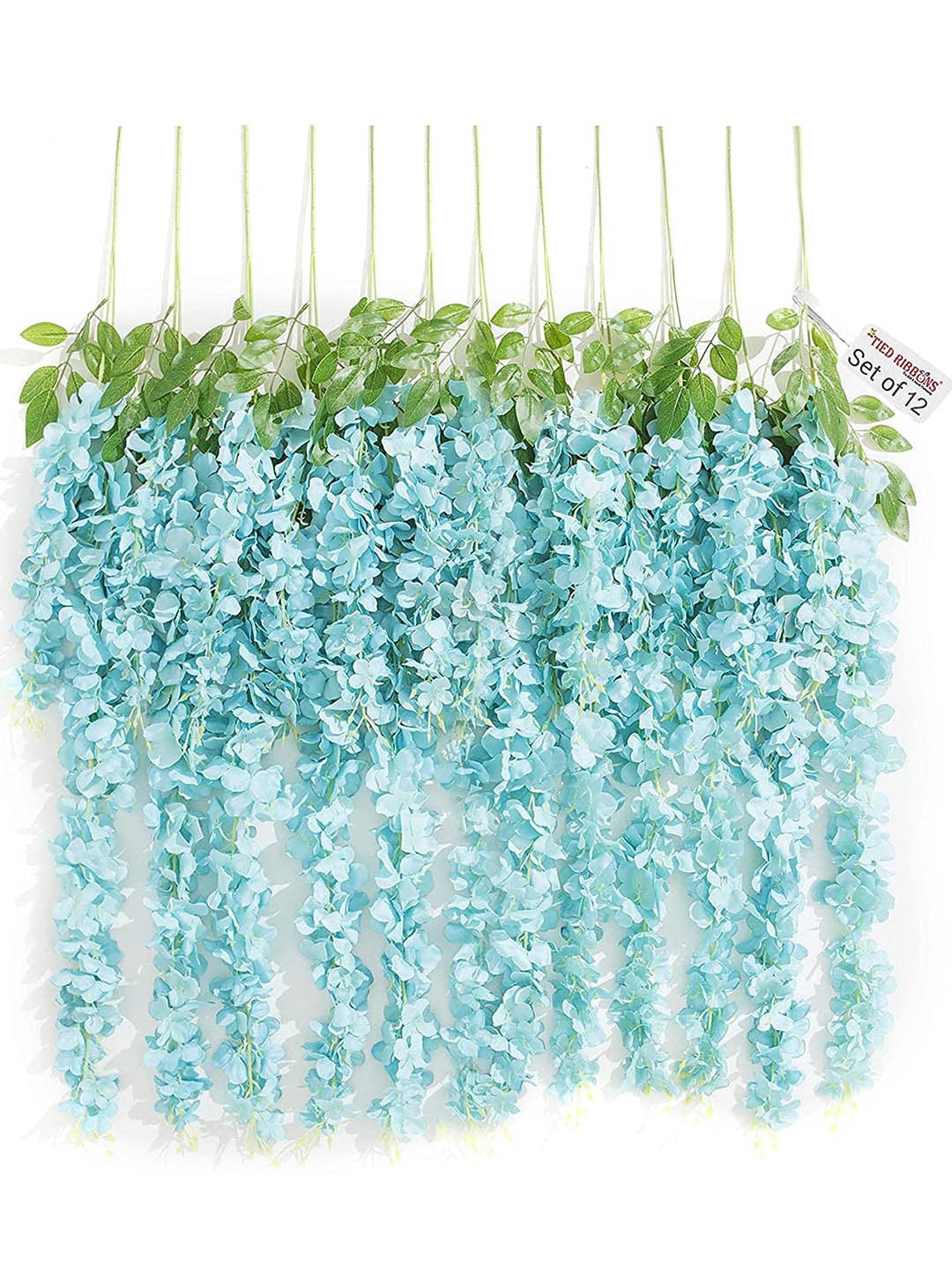 Buy | Set Of 12 Turquoise-Blue and Green Artificial Hanging Wisteria ...