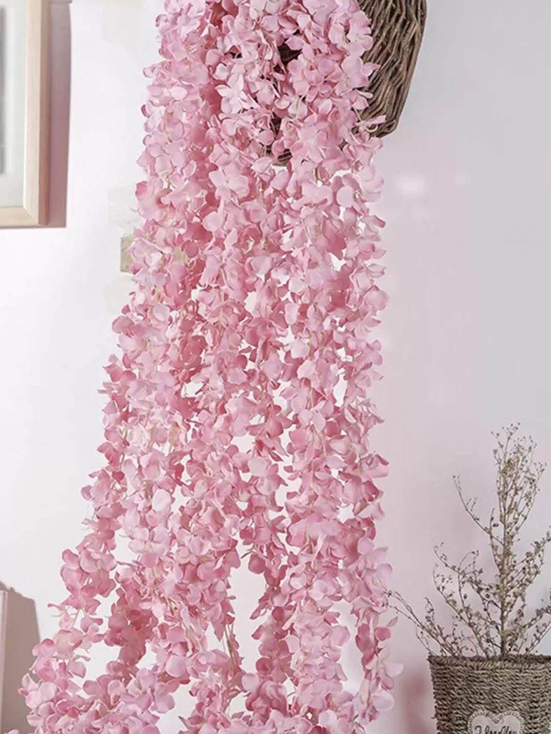 Buy | Set Of 6 Pink and Green Artificial Hanging Wisteria Flower ...