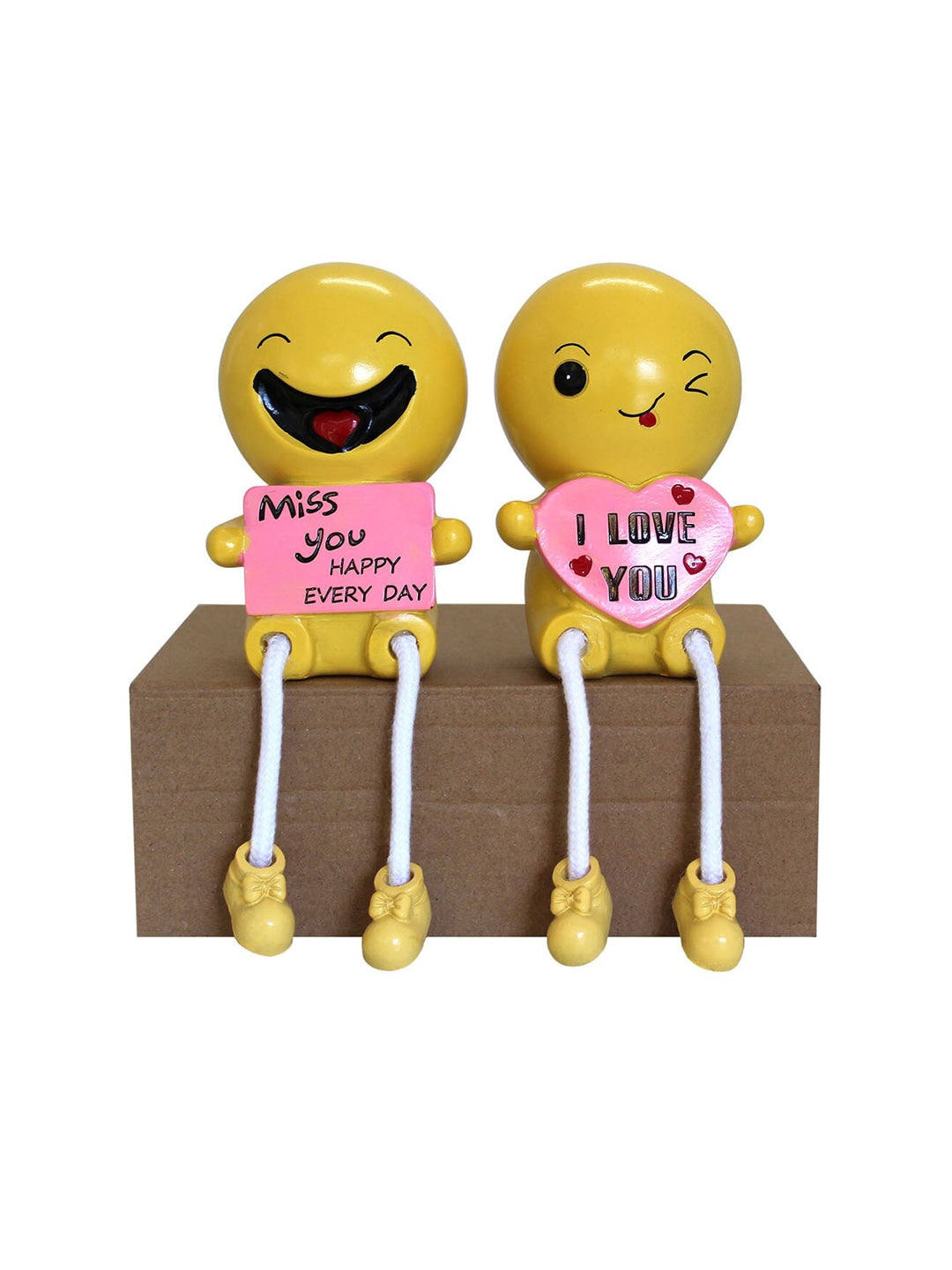 Buy | Set of 2 Decorative Yellow Smiley Long Leg Couple | Tied Ribbons