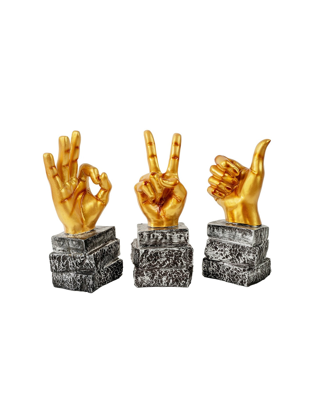 Buy | Set of 3 Hand Sign Statue Decorative Showpiece | Tied Ribbons