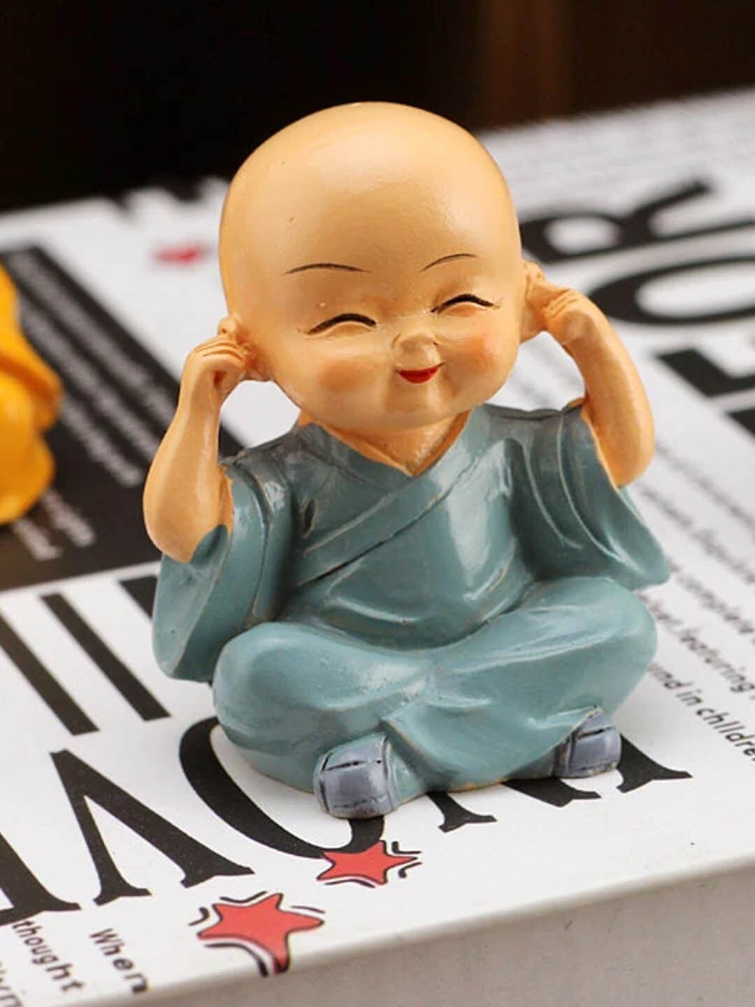 Buy | Set of 4 Decor Handcrafted Small Monk Buddha Idol Statue | Tied ...