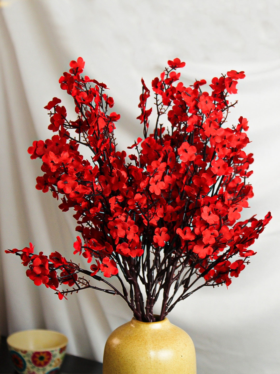 Buy | Set of 5 Red Gypsophilia Artificial Flowers & Plants without Pot ...