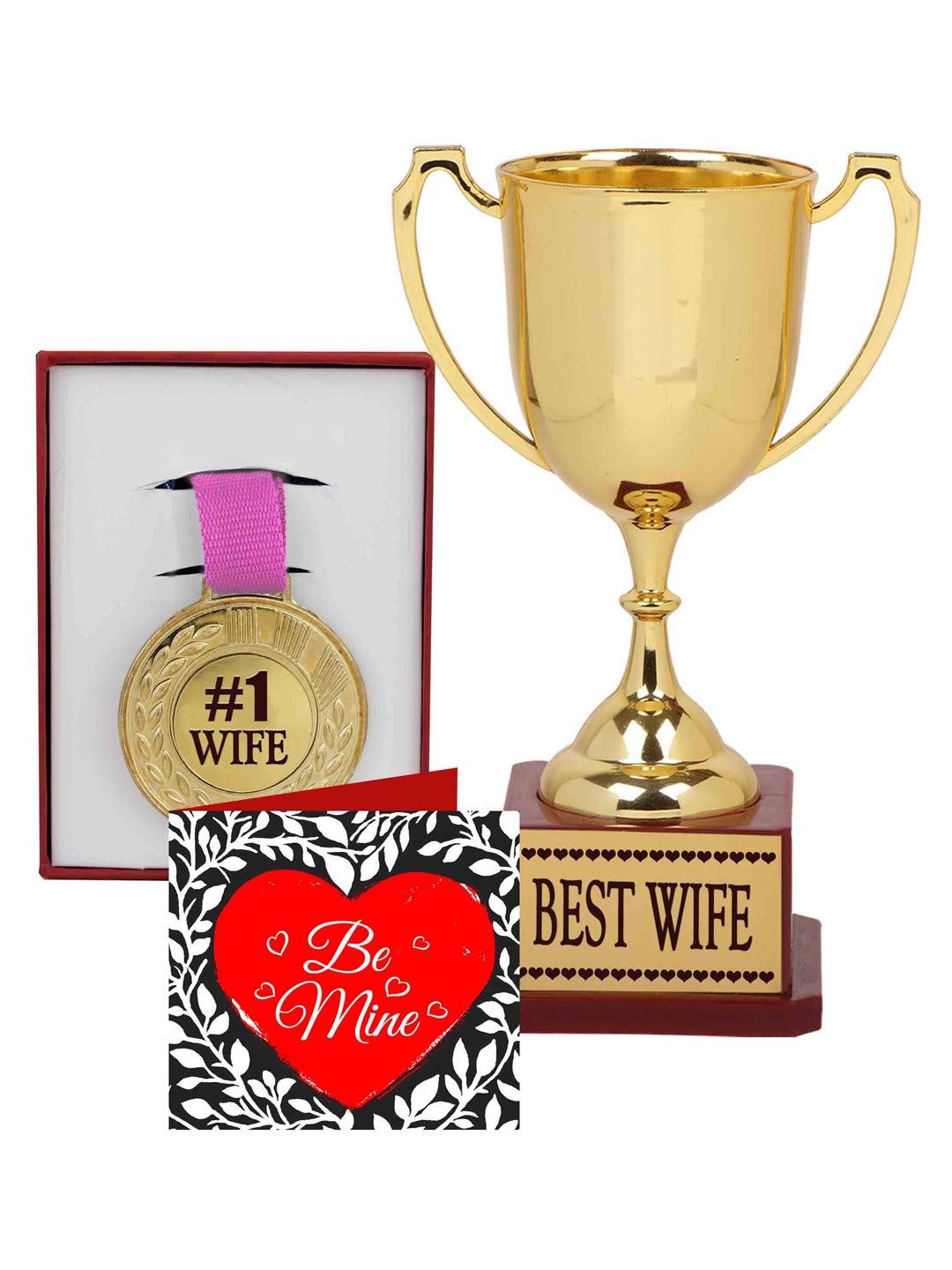 Buy | Set of 3 Valentine Gift Wife Trophy Medal | Tied Ribbons
