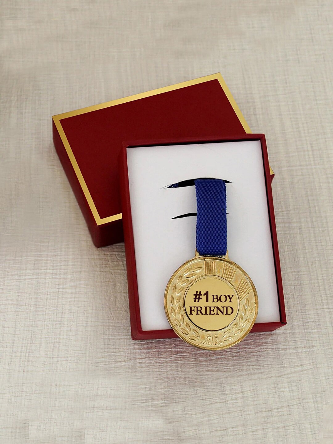 Buy | Gold-Toned Valentine Gift Boyfriend Trophy Medal | Tied Ribbons