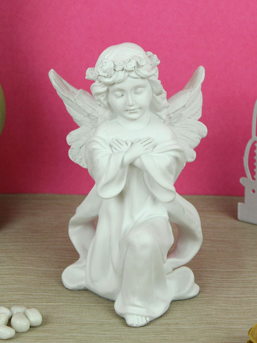 Buy | White Angel Statue with Wings | Tied Ribbons