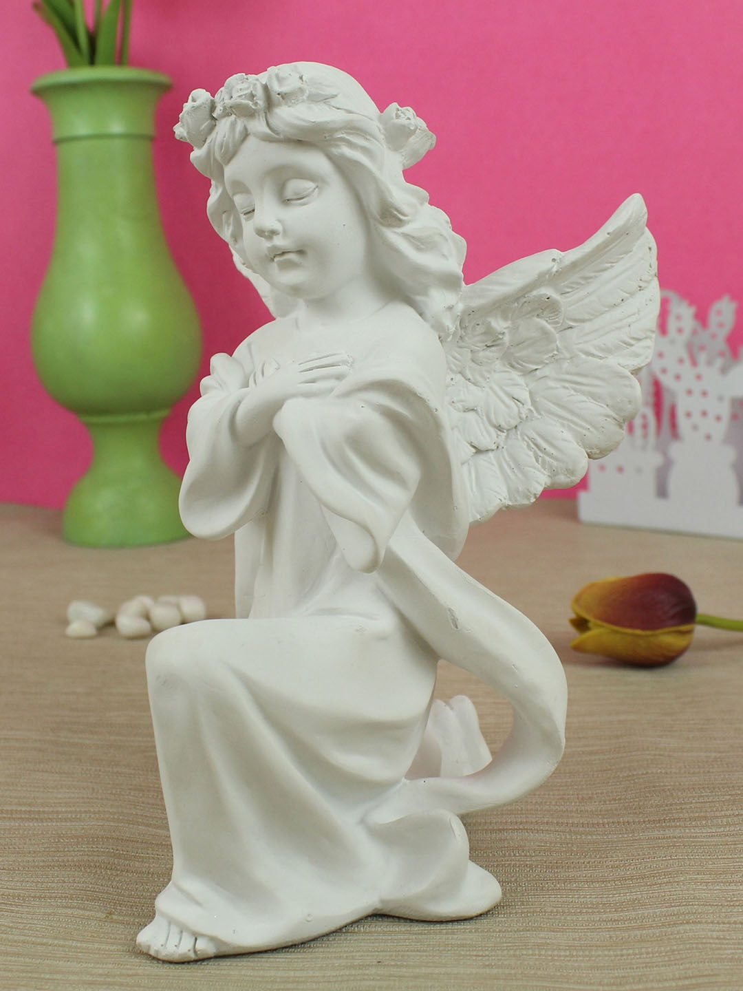 Buy | White Angel Statue with Wings | Tied Ribbons