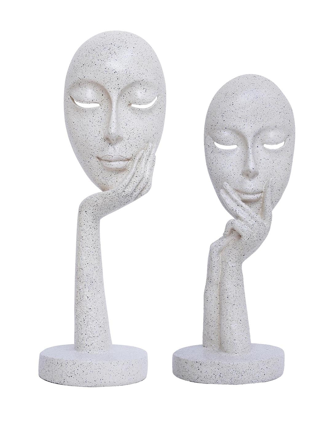 Buy | White Set of 2 Decorative Lady Face | Tied Ribbons