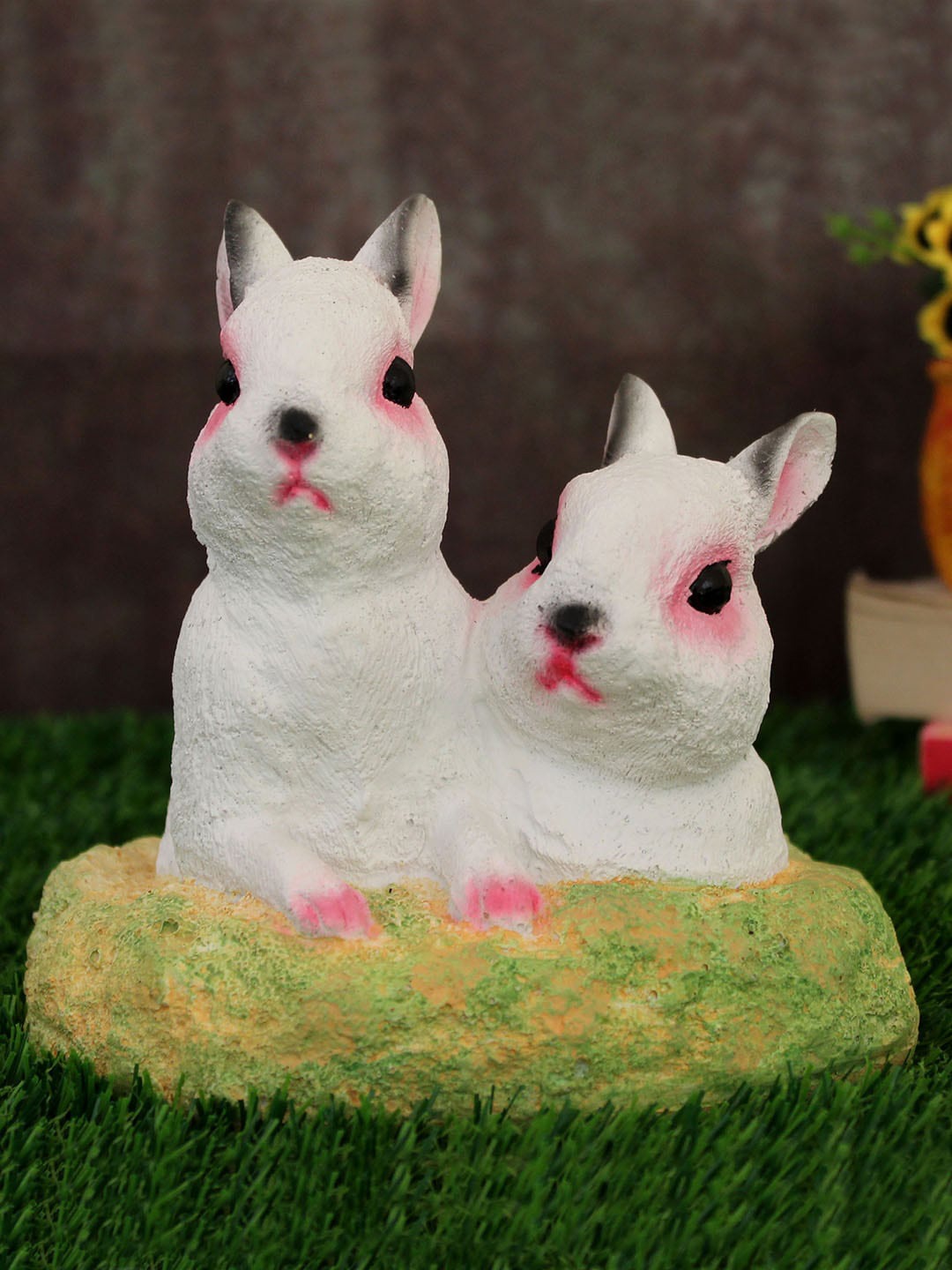Buy | White & Green Rabbit Statue | Tied Ribbons