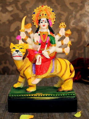 Buy | Yellow & Red Nav Durga Devi Idol | Tied Ribbons