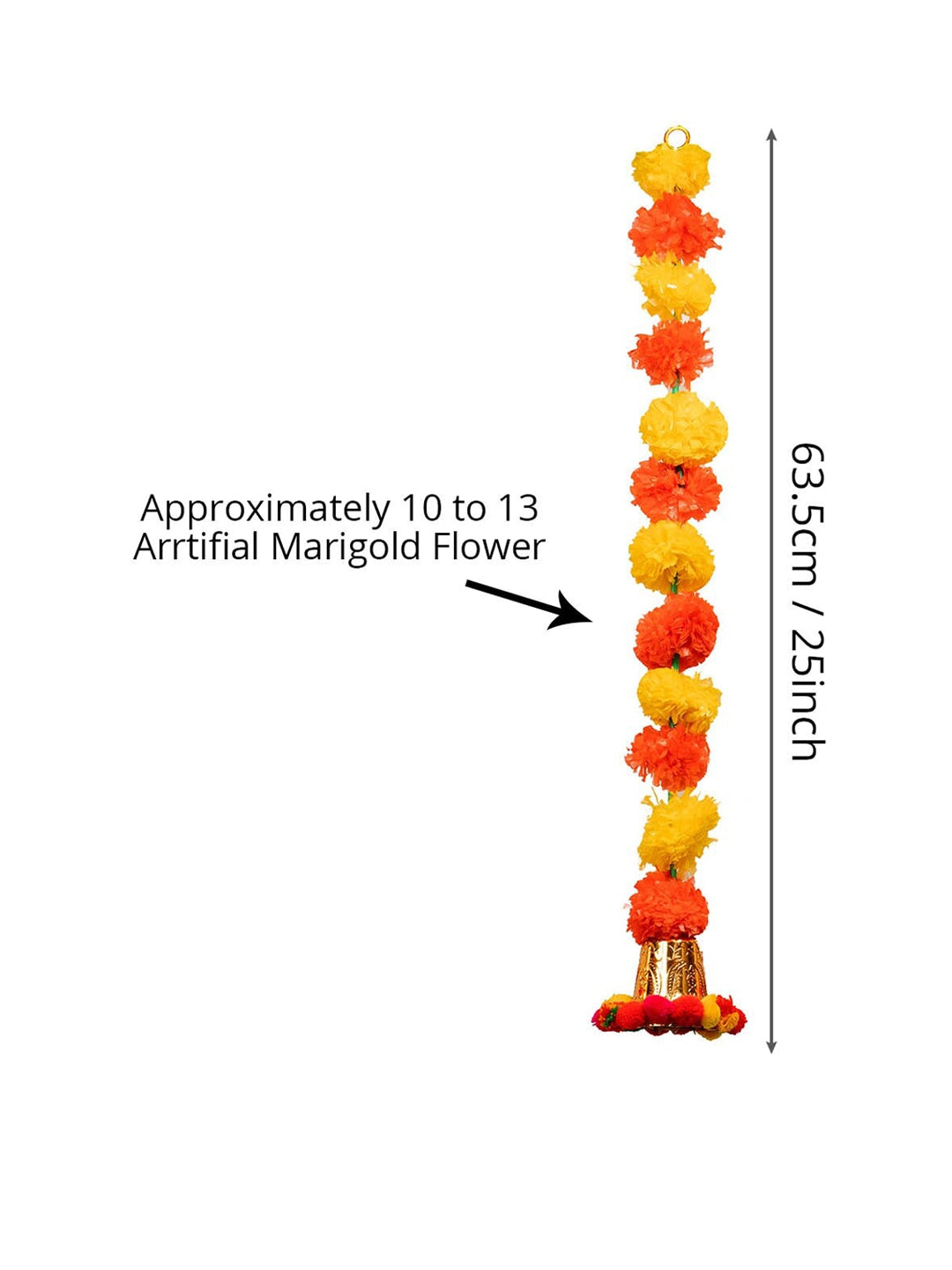 Buy | Yellow and Orange Set of 4 Artificial Marigold Flowers Garland ...