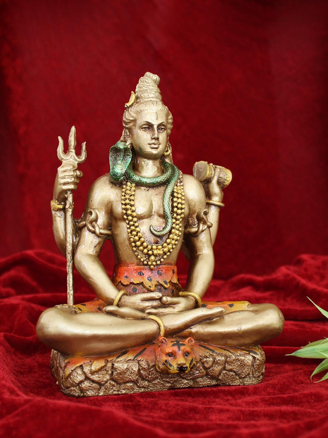 Buy | Gold-Toned & Orange Lord Shiva Blessing Sitting Pose Handcrafted ...