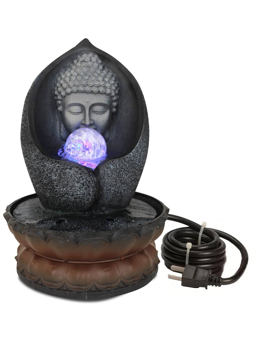 Buy | Grey and Brown Buddha Idol With LED Light Fountain | Tied Ribbons