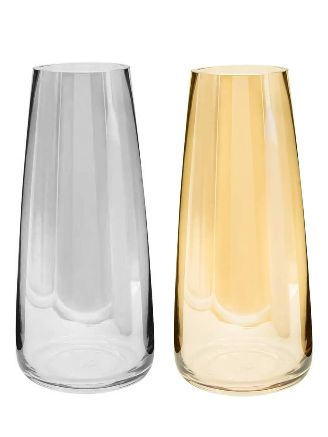 Buy | Set Of 2 Transparent Black & Gold Solid Glass Vases | Tied Ribbons